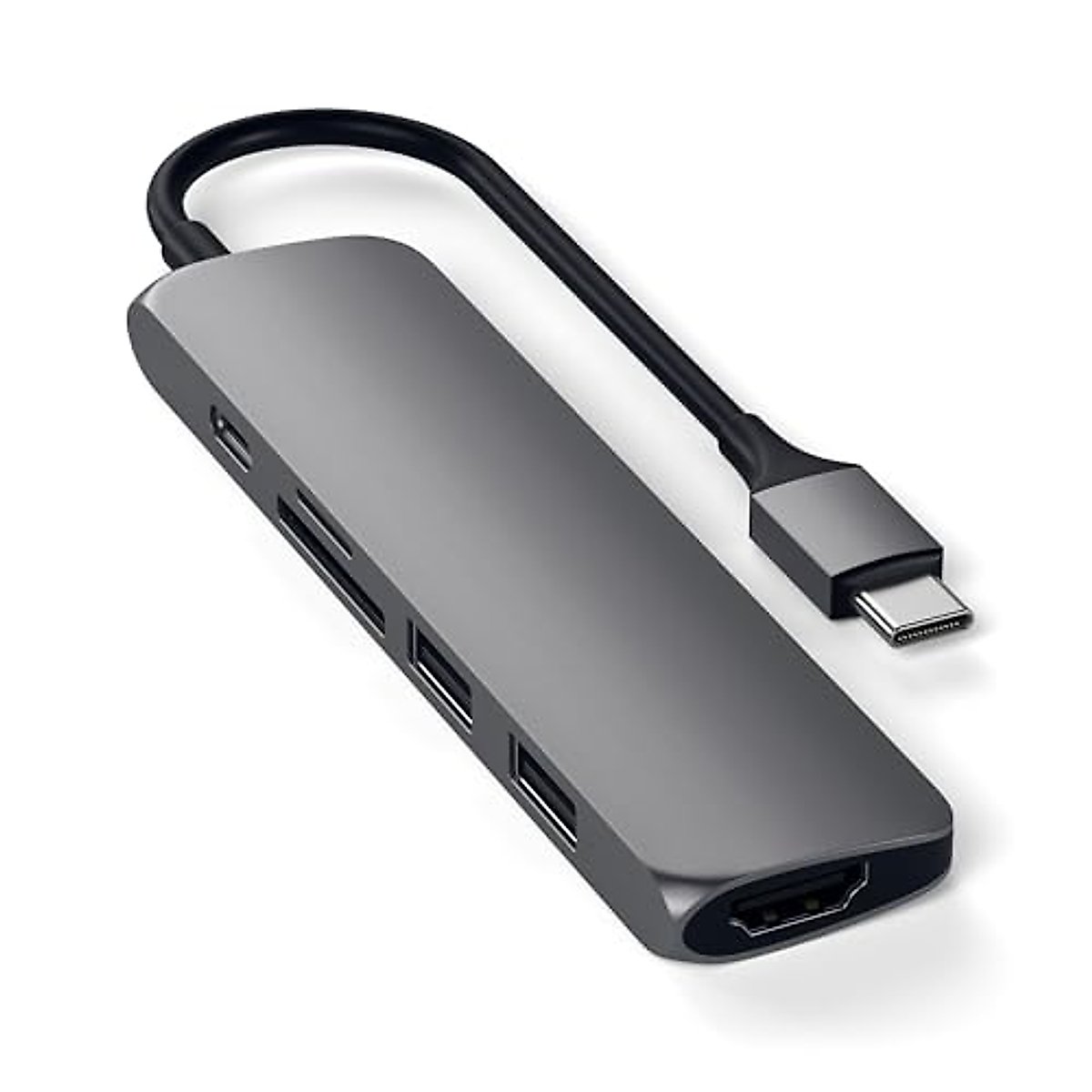 Satechi USB C Hub Multiport Adapter Slim V2, USB C Docking Station with 4K HDMI, 60W USB C PD Charging, 2 USB-A, Micro/SD Card Readers, for MacBook Pro/Air M1 M2 M3, Windows - Space Gray