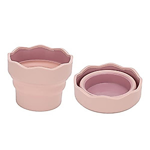 Portable Collapsible Paint Brush Washer, Silicone Washing Bucket Brush Holder Cleaner Painting Water Cup for Watercolor Acrylic Oil Painting(Pink)