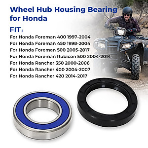 AUTOVIC Rear Axle Wheel Hub Housing Bearing Seal Kit For Honda ATV Foreman 400 450 500 Rubicon 500 Rancher 350 400 420 Replace 91055-HN5-681 & 91255-HA0-681