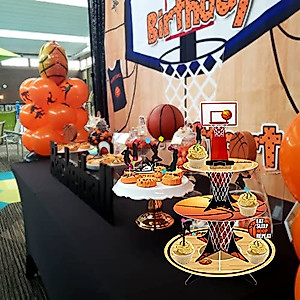 Basketball Party Decorations Cupcake Stand with 24pcs Basketball Cupcake Toppers for Kids Boys Basketball Sports Game Themed Birthday Party Supplies Basketball 3 Tier Cupcake Tower