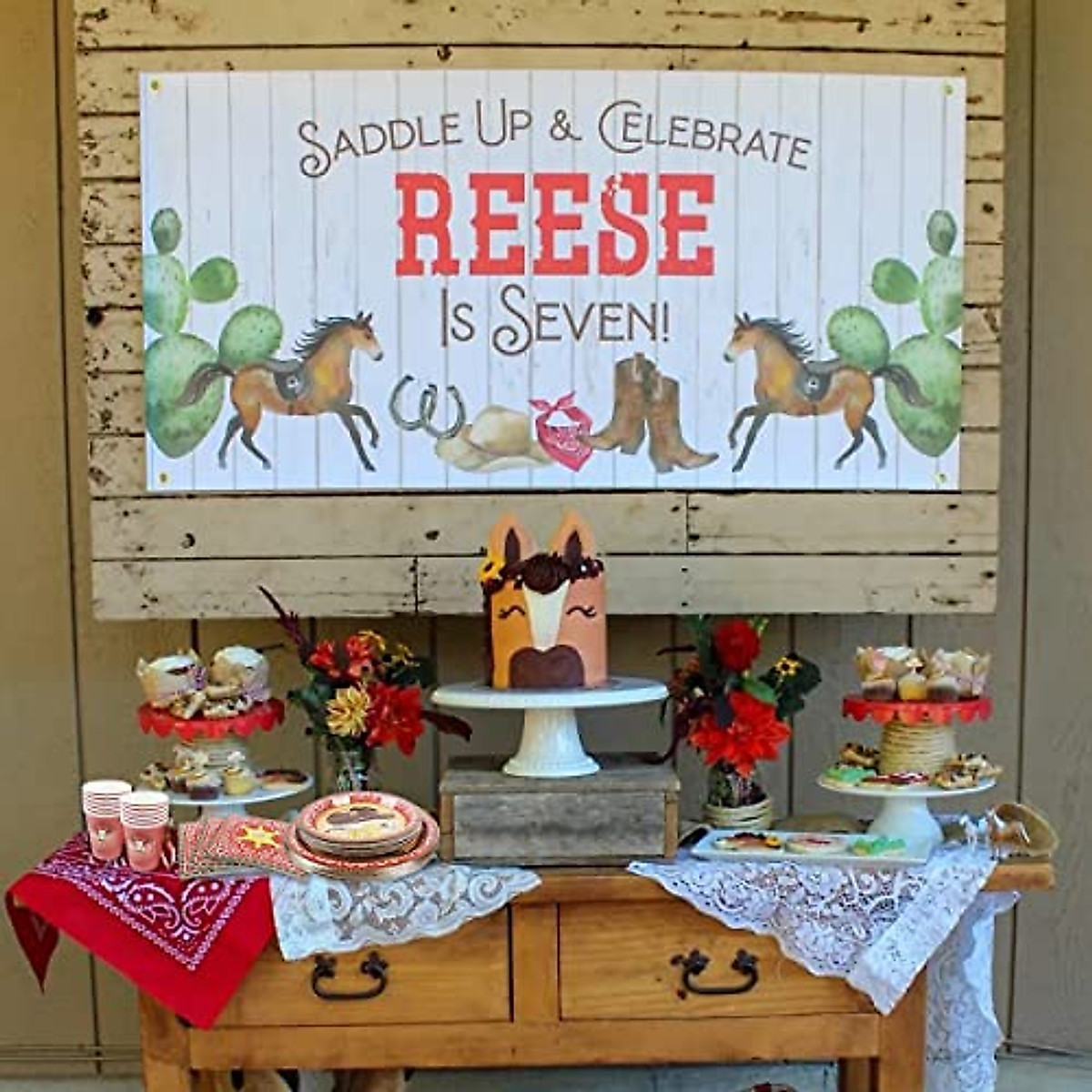 CIEOVO Rodeo Western Cowboy Party Supplies - Serves 16 Guest Includes Dinner Paper Plates, Cups and Napkins Perfect for Western Cowboy Theme Birthday Baby Shower Parties Decoration