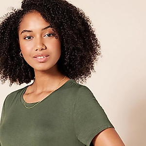 Amazon Essentials Women's Short-Sleeve Scoop Neck Swing Dress (Available in Plus Size), Dark Olive, Small