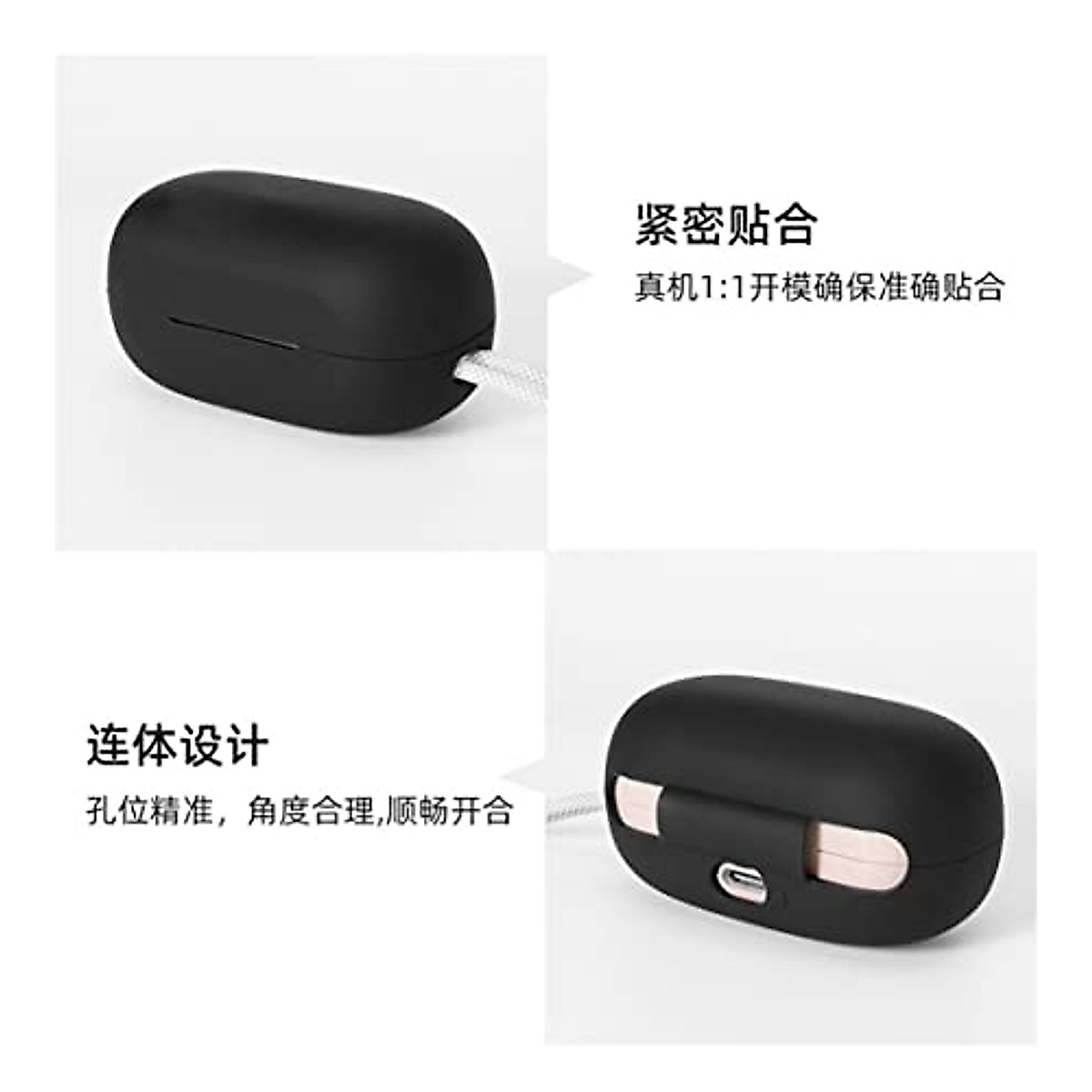 2 Pack DAYJOY Soft Silicone Protective Case Cover Compatible with JBL Reflect Mini NC Earphone, Protective Skin Sleeve(Black+Blue)