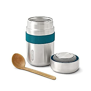 BLACK + BLUM Vacuum Food Flask Leak Proof Insulated Stainless-Steel Lunch Container with Ladle Spoon Ideal for Hot and Cold Food, 400 ml / 13.5 fl oz, Ocean