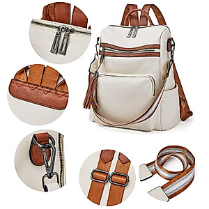 OPAGE Leather Backpack Purse for Women Fashion Tassel Ladies Shoulder Bags Designer Large Backpack Travel Bag