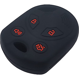 2Pcs Silicone 4 Buttons Key Fob Cover Remote Case Keyless Protector Compatible with Ford C-Max Escape Expedition Flex Focus Fusion Mustang Taurus Transit Connect Lincoln Town Car Mercury Mariner Milan