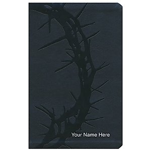 Personalized KJV Large Print Personal Size Reference Bible, Charcoal Leathertouch, Indexed, Red Letter, Cross-References, Full-Color Maps, Custom Name Imprint, King James Version (Indexed)