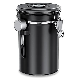 ZWOOS 2 lbs Coffee Canister for Ground Coffee, Coffee Bean Containers, Coffee Storage Airtight Canister with Scoop, Black, 2800 ml