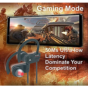 AVAZI Bluetooth 5.1 Wireless Earbuds, Sport IPX7 Waterproof Earphones, Richer Bass HiFi Stereo in-Ear Earphones, Gaming Mode, 12 hrs, Running Bluetooth Headphones W/CVC6.0 Noise Cancelling Mic