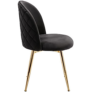 ZH4YOU Swivel Dining Chairs Set of 4, Modern Kitchen Dining Room Chairs with Gold Legs, Black Velvet Accent Side Chair for Living Room/Bedroom/Office