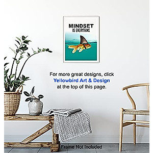 Motivational Wall Art Posters for Home, Office - Mindset is Everything - LARGE 11X14 - Inspirational Gifts for Men, Students - Entrepreneur Wall Art Decor - Uplifting Self-Improvement Positive Quotes
