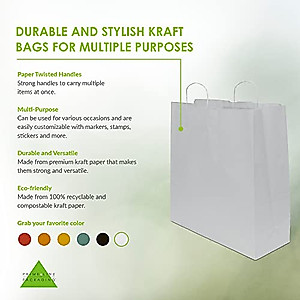 Prime Line Packaging Extra Large White Gift Bags with Handles, Kraft Shopping Tote for Small Business, Boutiques, Merchandise, Bulk,18x7x18.75 50 Pack