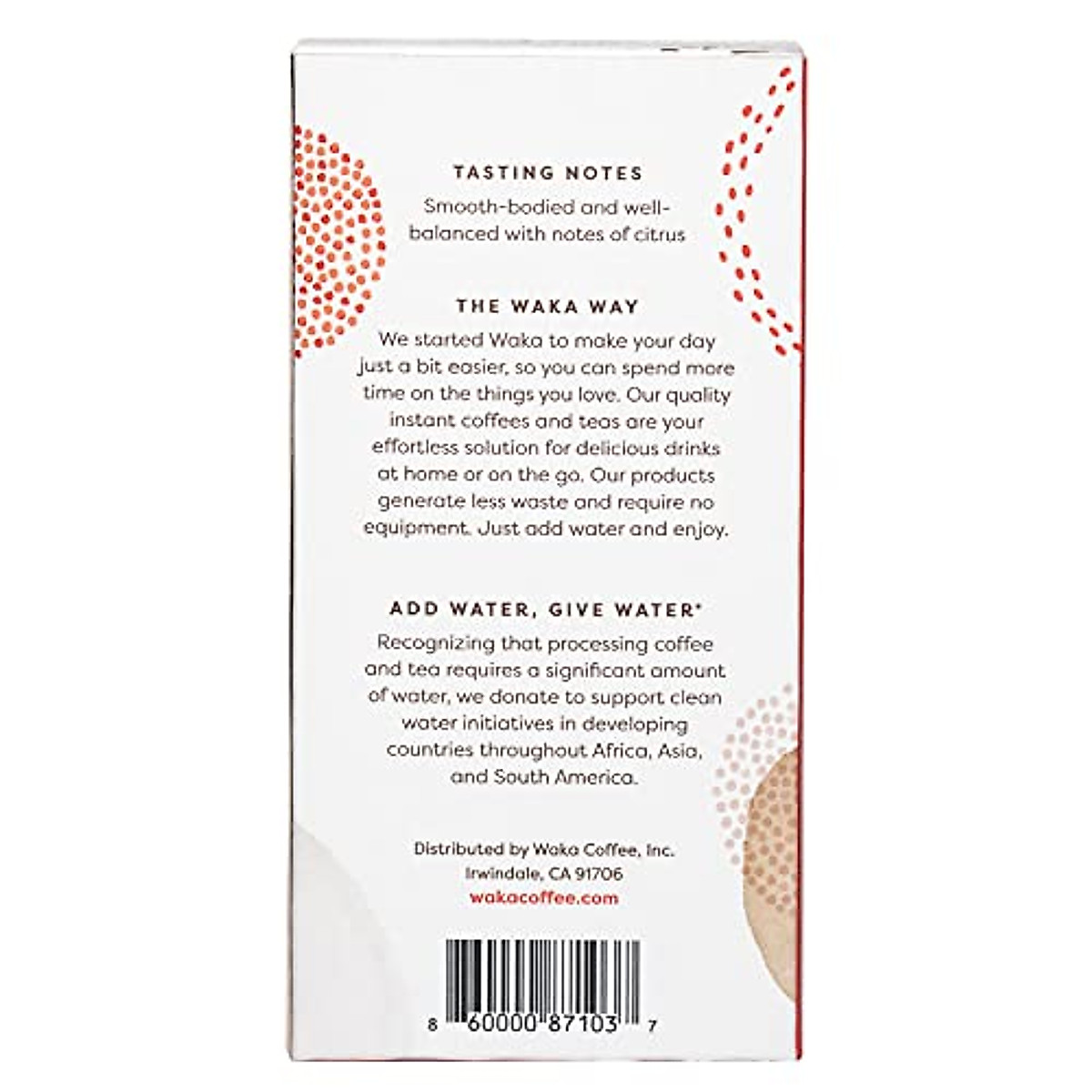 Waka Quality Instant Coffee — Decaffeinated Medium Roast — Arabica Beans & Freeze Dried — 8 Packets for Hot or Iced Premium Instant Coffee