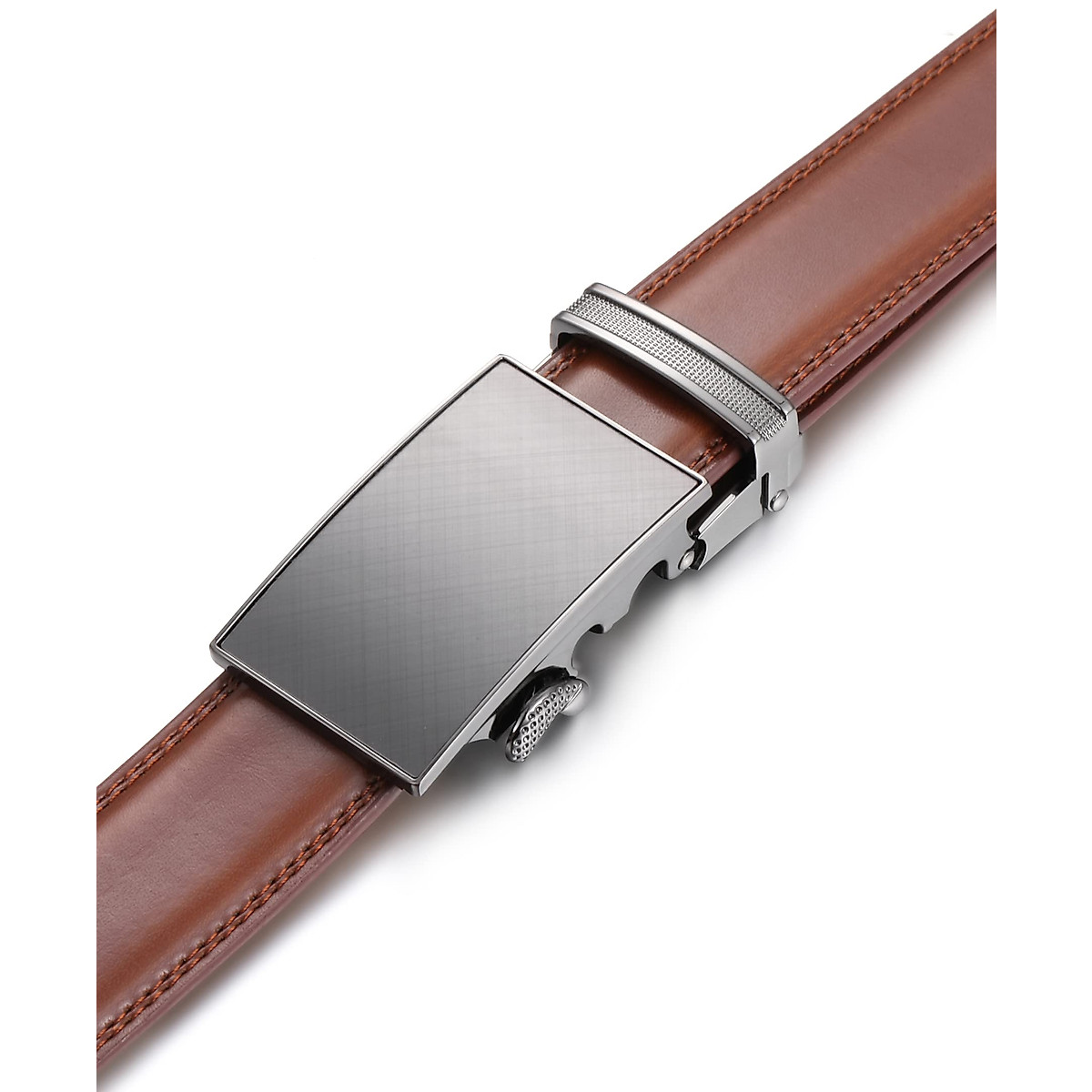 Marino Avenue Ratchet Belts for Men - Adjustable Mens Belts Leather with Automatic Buckle - Enclosed in an Elegant Gift Box - Radiant Ore - Burnt Umber - Adjustable from 28" to 44" Waist