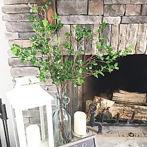 Beebel 3.5Ft 3PCS Artificial Branches Plants Eucalyptus Shrubs Greenery Stem Ficus Twig Fake Plastic Plant for Vase Bouquets Wedding Floral Arrangement Decor