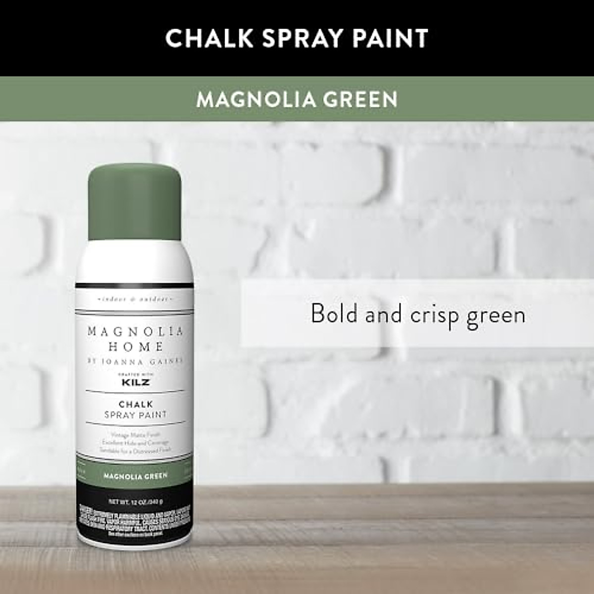 Magnolia Home by Joanna Gaines Interior/Exterior Spray Paint for Small Projects, Ultra-Matte, MAGNOLIA GREEN - 12 oz. Aerosol