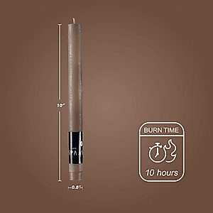 SPAAS Rustic Taupe Dinner Candles - 10" Tall Rustic Taupe Candles, Set of 6 - Unscented Decorative Candles for Home Decor, Party, Wedding, and Holiday