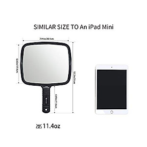 HYOUJIN Hand Mirror Handheld Mirror Hand Held Mirror Big Mirrors(7.9" x 12.2") Portable Hand Mirrors with Handle for Barber,Shower,Haircut, Hairdressers,Salon for Women Men Black