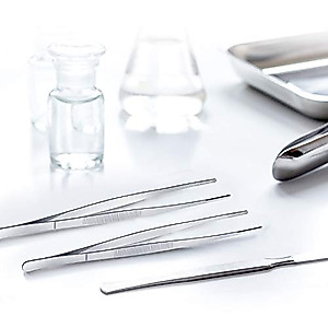 4 Packs 12 Inch Fine Tongs Tweezers Bar Tongs, Stainless Steel Food Tweezers with Precision Serrated Tips for Cooking, Repairing, Medical, Beauty and Sea Food