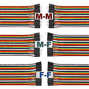 Chanzon 120 pin 10cm 20cm 30cm Long Header Jumper Wire Dupont Cable Line Connector Assorted Kit Male Female Ribbon Solderless Multicolor for Arduino Raspberry pi Electronic Breadboard Protoboard PCB