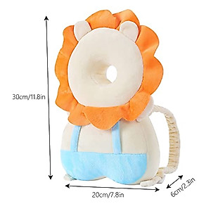 Toddler Baby Head Protection Cushion, Head Safety Protector Pad for Baby Toddler Walker, Adjustable Toddlers Head Safety Pad Cushion Backpack for Crawling and Walking (Little Lion)