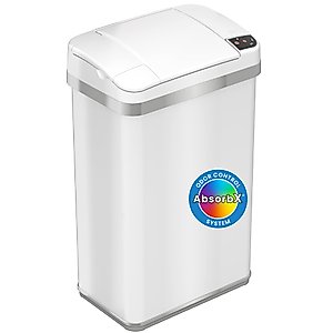 iTouchless 4 Gallon Fragrance Trash Cans with AbsorbX Odor Filter, 04 Gal Sensor Pearl White