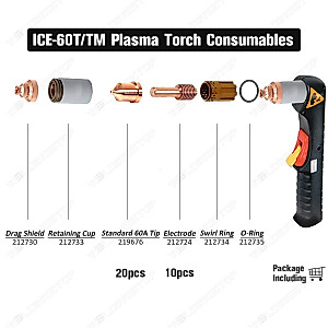 Plasma Tip 219676 Electrode 212724 Nozzle for Miller ICE-60T/TM Torch 30pcs