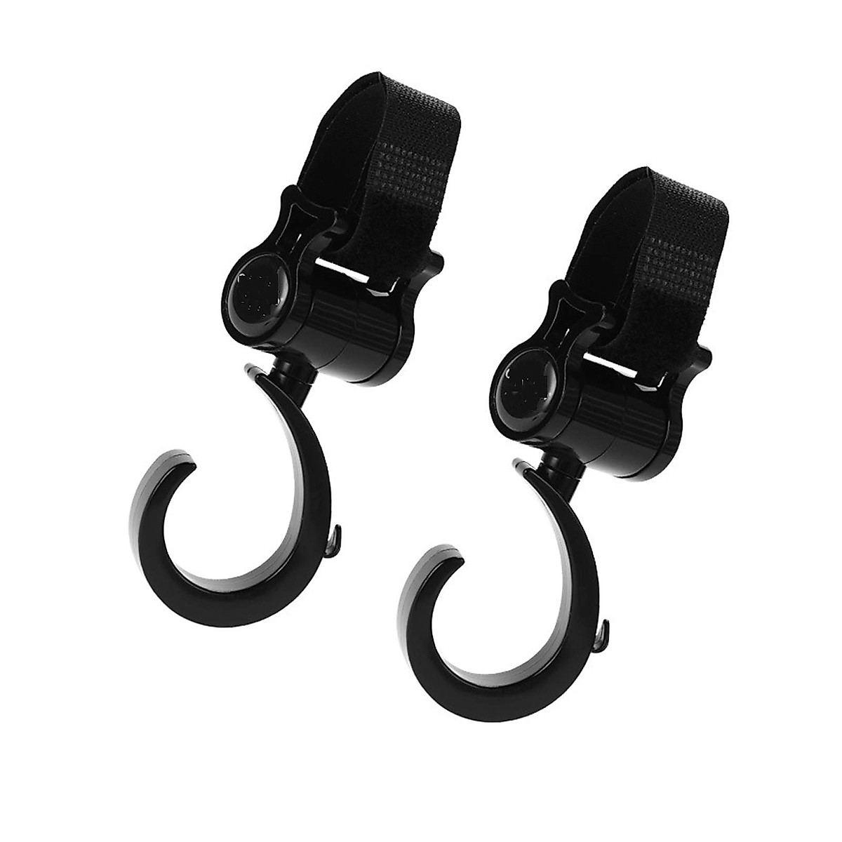 Stroller Hook - 2 Pack of Multi Purpose Hooks - Strap, Clip or Hanger for Baby Diaper Bags, Groceries, Clothing, Purse to Your Pram or Buggy - Great Accessory for Mommy When Jogging