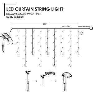 Grand patio Solar String Lights Outdoor 29.5FT 360 LED, Waterproof 8 Modes with Dimmer and Timer Solar Patio Lights for Patio, Lawn, Garden, Gazebo, Yard, Umbrella, Outdoors (Warm White)