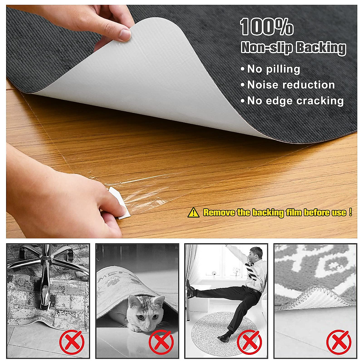 Placoot Desk Chair Mat for Hardwood Floor & Tile 55"x35" Office Chair Mat for Rolling Chairs Large Anti-Slip-Recyclable Material Computer Chair Mat Rug for Office/Home