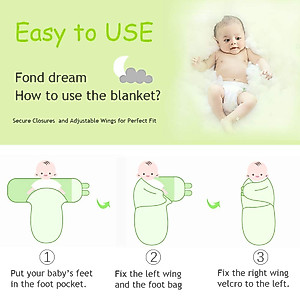 Miracle Baby Newborn Swaddle Blanket Adjustable Wrap Receiving Blanket Baby 100% Cotton Sleep Bag 0-3 Months 3-6 Months(0-3 Month,Dinosaur)