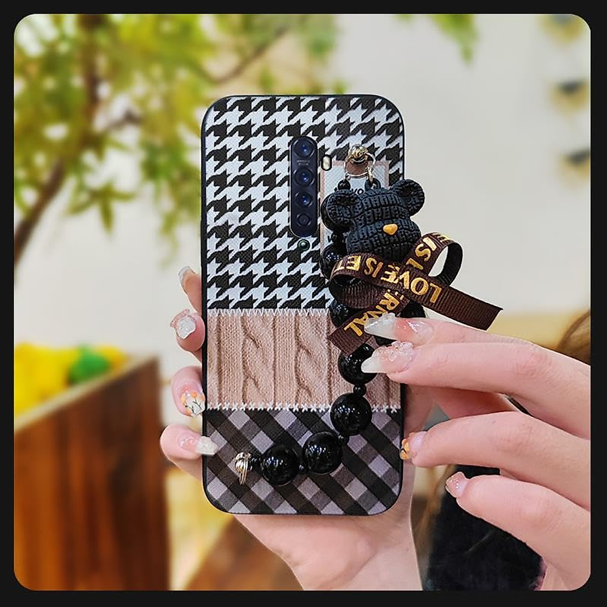 Lulumi-Phone Case for Oppo Reno2, Back Cover Cartoon Black Pearl Pendant Waterproof Simplicity Soft case Skin-Friendly Feel Dirt-Resistant Phone case Cute Protective case Silicone