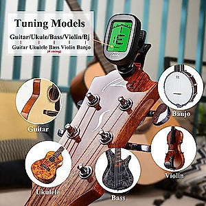 Ranch Guitar Tuner Clip On for Acoustic/Electric Guitar, Ukulele, Violin, Bass, Banjo and Chromatic Tuning Modes - Classical Black
