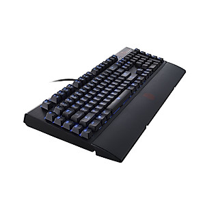 Thermaltake Tt e Sports Poseidon Z Forged Aluminum Faceplate with Built-in USB Port & Sound Card Brown Switches Blue Backlight Mechanical Gaming Keyboard KB-BAZ-KBBLUS-04