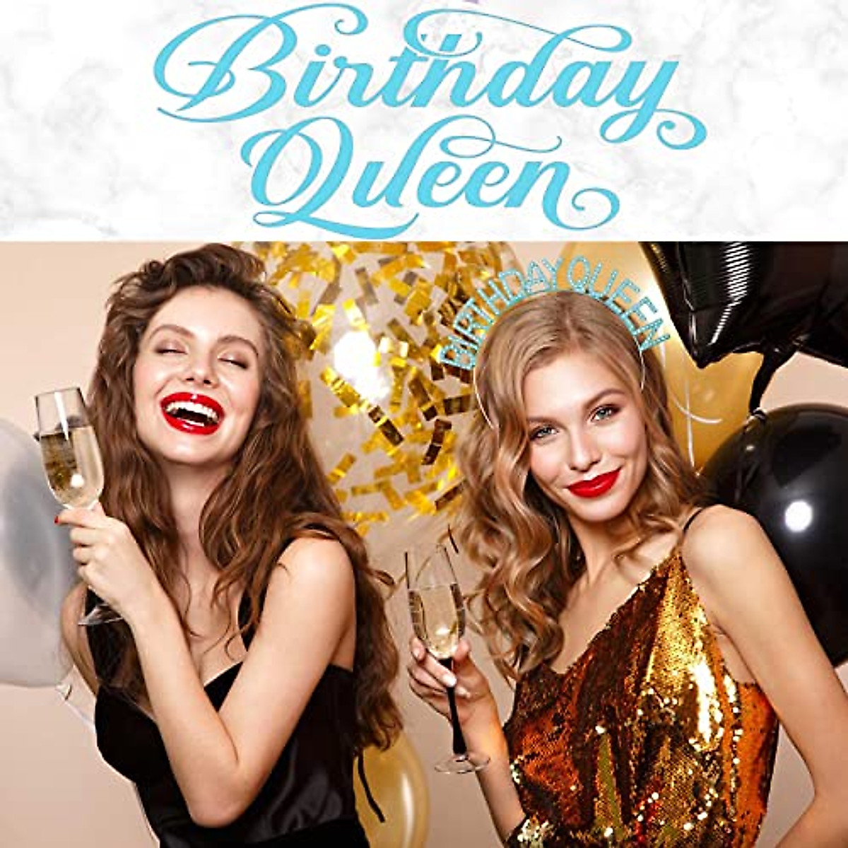 Kaiersi Birthday Crowns for Women Birthday Queen Sash & Rhinestone Headband Set - Birthday Tiara and Sash kit,Crystal Hair Accessories for Cake Toppers Birth Hairpiece Hair Band for Party (Blue)