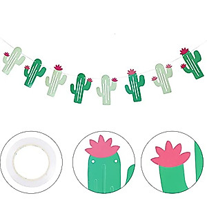 Tinksky Summer Theme Wedding Parties Decorations Single Sided Cactus Banner Pennant Tropical Party Birthday Party Festival Luau Hawaii children's party Decoration