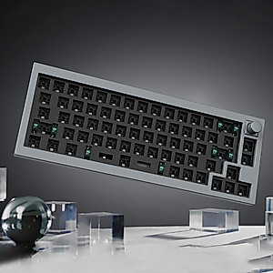 Keychron Q2 Wired Custom Mechanical Keyboard Barebone Knob Version, QMK/VIA Programmable Macro, Compatible with Mac Windows Linux, Hot-Swappable 65% Layout, Double-Gasket DIY Kit - Grey
