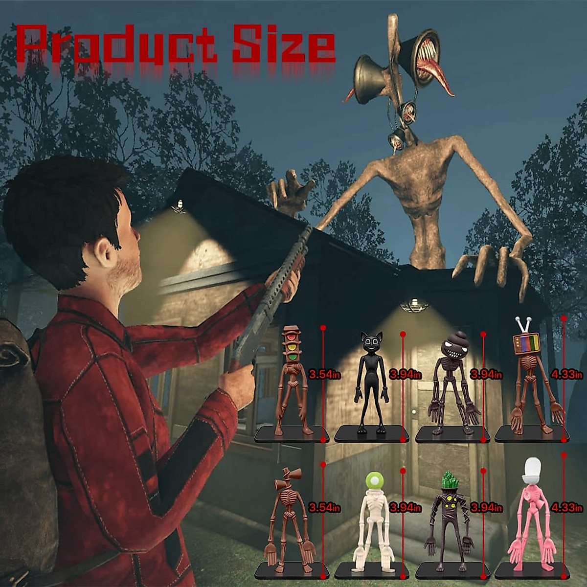 Keyron Action Figures, 8 Pcs Horror Character Toys Set for Birthday Party Cake Topper Centerpiece Decorations, Halloween Easter Christmas Ornaments, Creative Gift for Kids Boys Girls