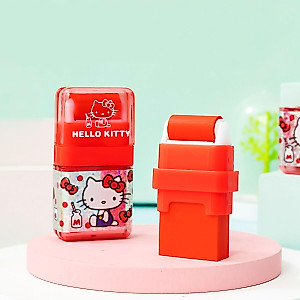 4 Packs Cute Pink Erasers for Kids, Kawaii Anime Erasers for Pencils, Fun Eraser with Cover and Roller, Back to School Supplies for Children, Girls and Boys