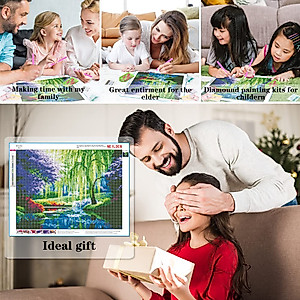 NEILDEN Diamond Painting Kits for Adults Beginners DIY 5D Scenery Diamond Art Kits Round Full Drill Diamond Dotz Diamond Dots Willow Tree Pictures Art for Home Wall Decor 14 x 18 inch