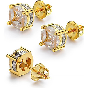 DELECOE 2 Pairs Gold Screw Earring Backs,14K Gold Plated Sterling Silver Screw on Earring Backs Replacements for Diamond Earring Studs, Hypoallergenic Secure ScrewBacks for Threaded Post .032"