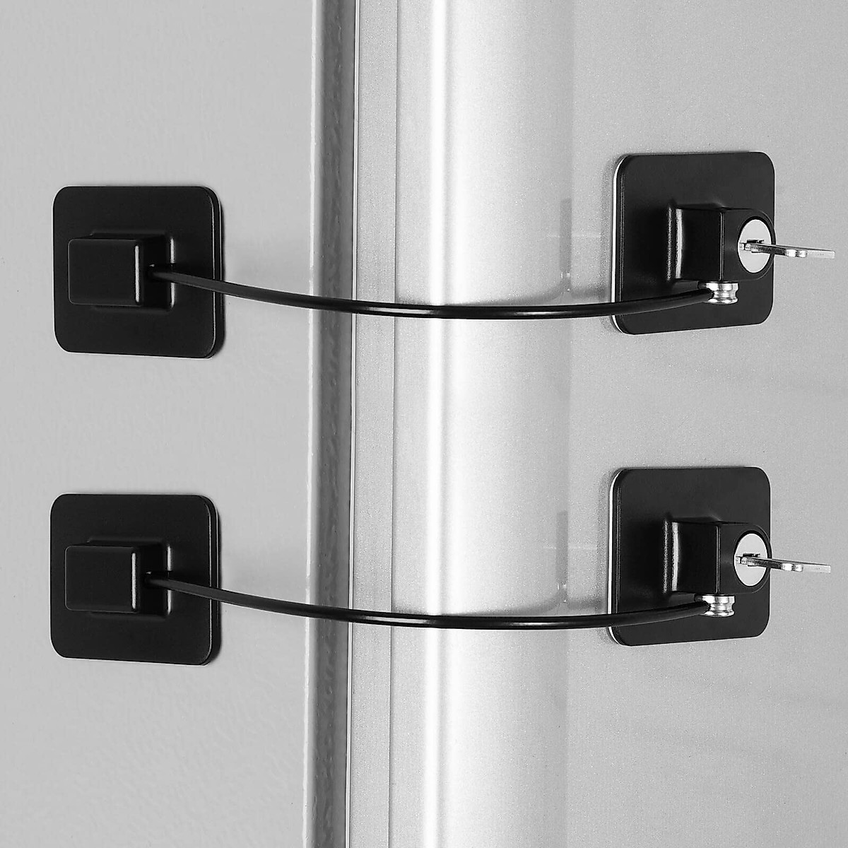 Secure Your Refrigerator and Cabinets with 2 Pcs Fridge Lock(4 Key) – Refrigerator Lock – Child and Adult Safety Locks with Keys for Pantry, Freezer, and More! (Black)