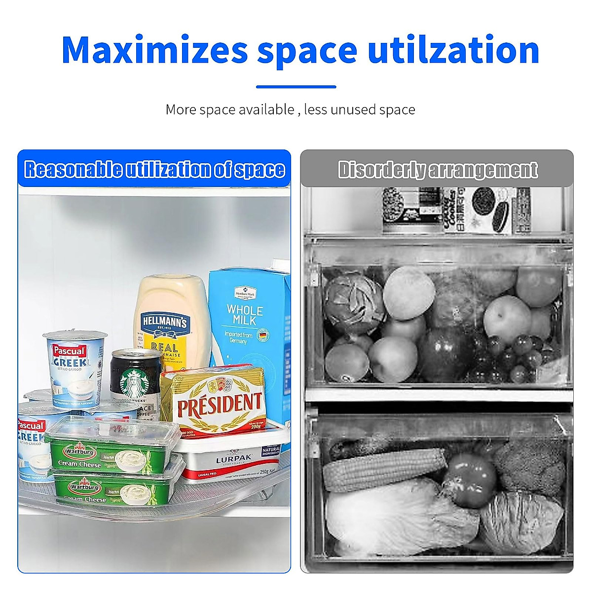 Square Lazy Susan for Refrigerator,Countertop Condiment Storage Rack, Lazy Susan Cabinet Organizer,Household Rotating Storage Rack for Kitchen,(13.78 * 10.24in).…