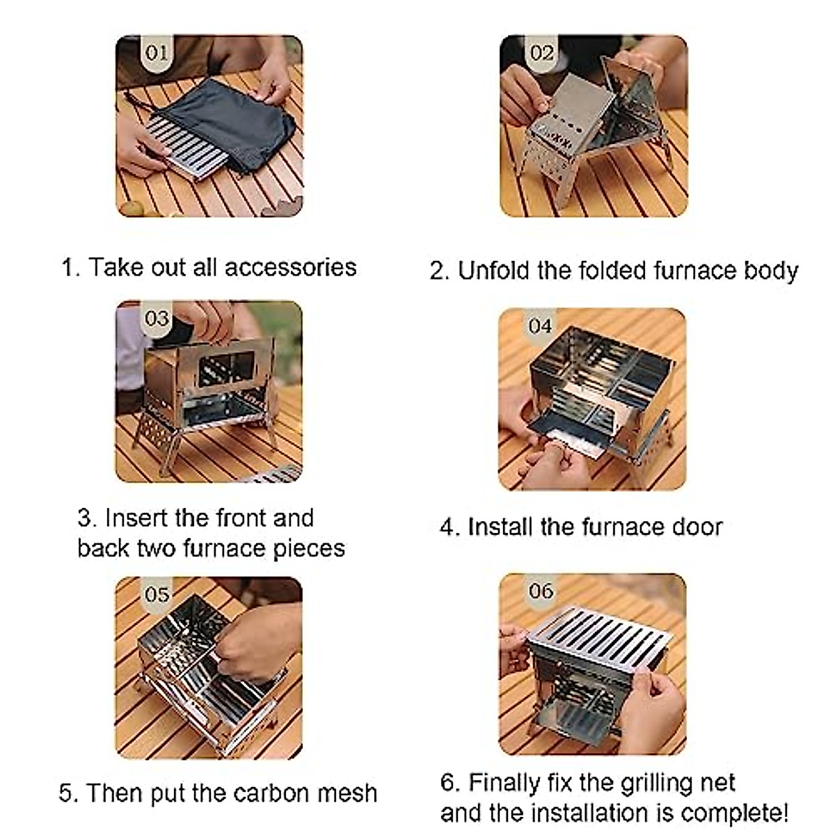 Camp Tent Stove - Portable Wood Burning Camp Heater | Compact Stainless Steel Backpacking Burner, Camping Stove for Tent, Cooking, Fishing, Home Heating Wynott