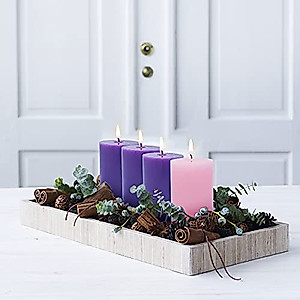 3×4 Inch Advent Pillar Candles, 3 Purple and 1 Pink Seasonal Celebration Candles for Advent Wreath and Christmas Decorations, Long-Lasting Slow-Burning Dripless Candle