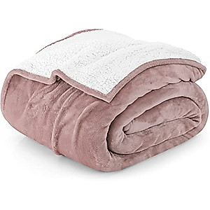 Utopia Bedding Sherpa Blanket Twin Size [Rose Pink, 90x66 Inches] - 480GSM Thick Warm Plush Fleece Reversible Blanket for Bed, Sofa, Couch, Camping and Travel