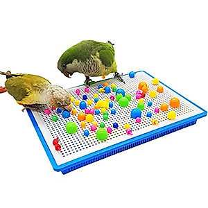 QBLEEV Bird Intelligence Training Toy,Parrot Puzzle Building Blocks Toy,Tabletop Treats Education Toys, Bird Plastic Cage Playpen Toys for Parakeet Cockatiel Conure Budgie (Large)