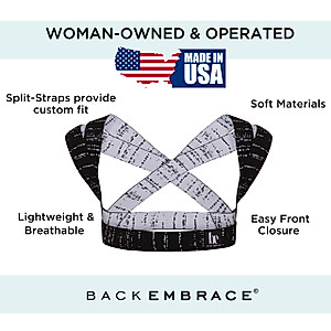 BackEmbrace Posture Corrector for Women and Men - Made in USA - Slim and Adjustable Shoulder Brace - Back Brace for Back Pain Relief - Black Drizzle M/L