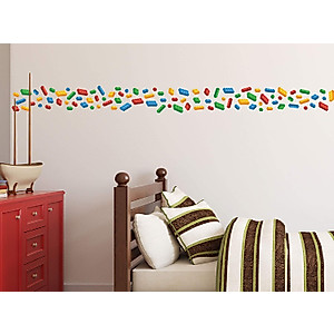 Sunny Decals Mini- Building Block Bricks Fabric Wall Decals, Set of 98 Blocks in 4 Colors - Removable, Reusable, Respositionable