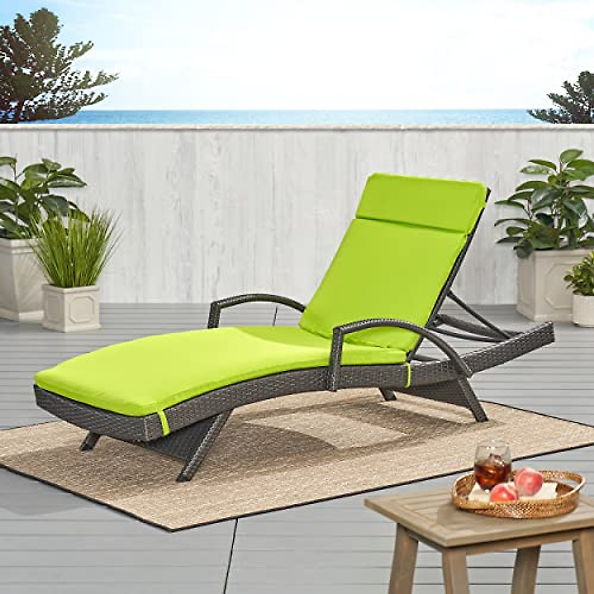 Christopher Knight Home Salem Outdoor Water Resistant Chaise Lounge Cushion, Green